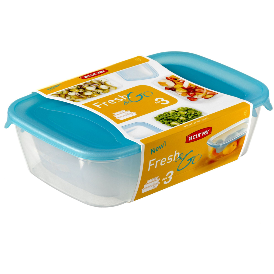 CURVER FRESH & GO Frischhaltedose , 3-tlg, 1 Set: 1 x 0,5 Liter, 1 x 1 ...
