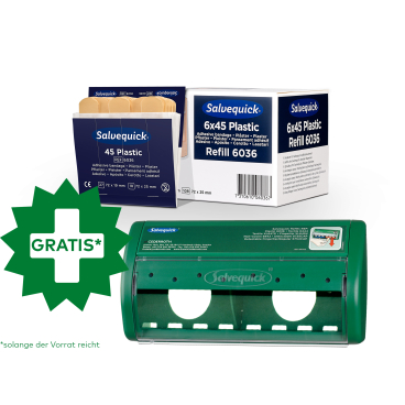 Cederroth Salvequick Plastic Pflaster + Pflasterspender 1 Set = 1 Box ...