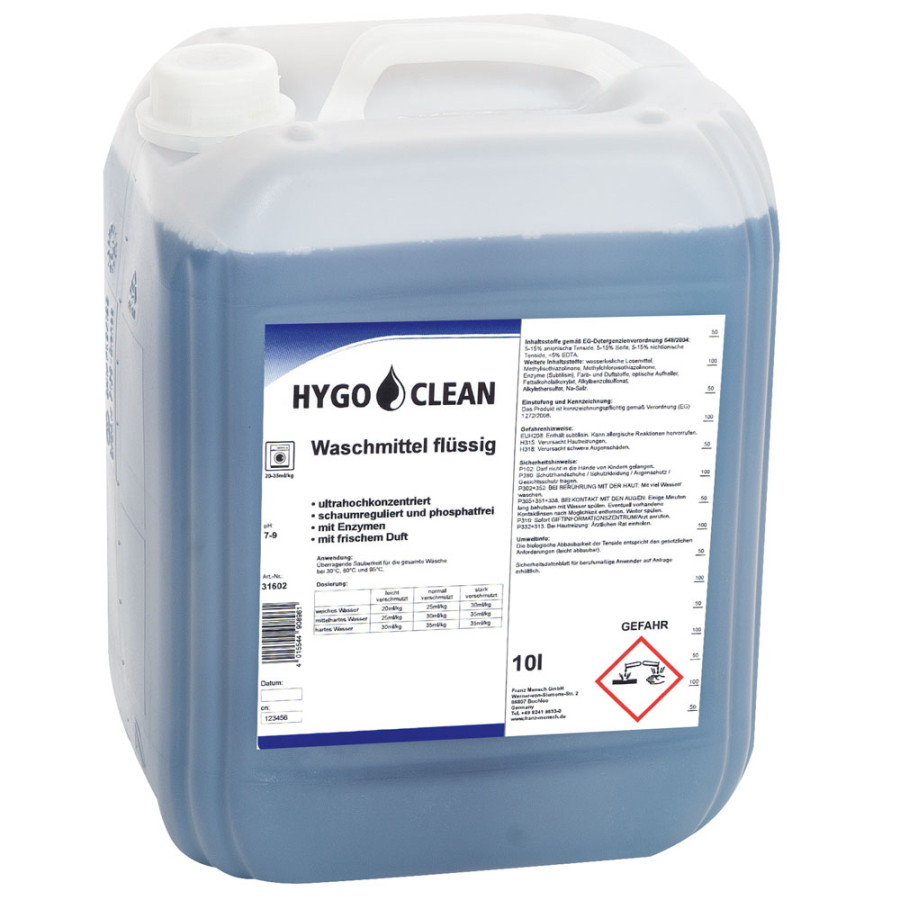 HYGOCLEAN Waschmittel flüssig, 10 Liter – Kanister online kaufen | hygi.de