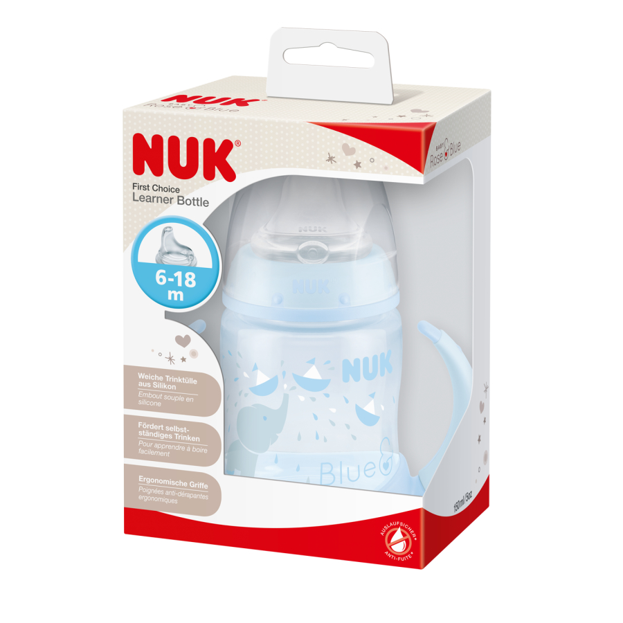 NUK Baby Blue First Choice Trinklernflasche, mit Griff, Füllmenge: 150 ...