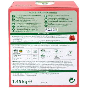Frosch Bunt-Waschpulver Granatapfel 1,45 kg - Packung, für ca. 22 ...