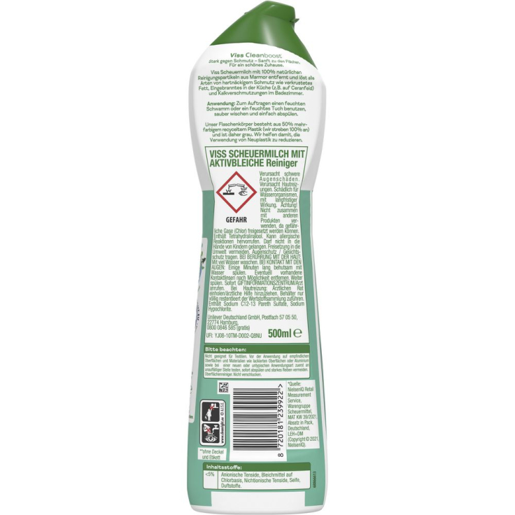 Viss Cleanboost Scheuermilch mit Aktivbleiche 0,5 Liter - Flasche