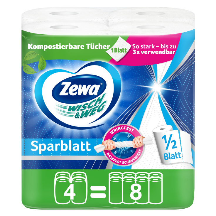 Zewa Küchenrolle Wisch&Weg Sparblatt 1 Packung = 4 x 148 Blatt kaufen 1 ...