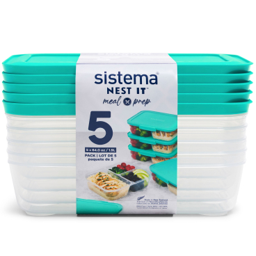Sistema Lunchbox Meal Prep, 5-teilig 1 Set = 5 x 1,9 Liter - Dosen, 3 ...