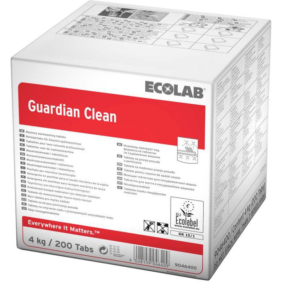 ECOLAB Guardian Clean Spülmaschinen-Tabs, 1 Karton = 200 Tabs à 20 g ...