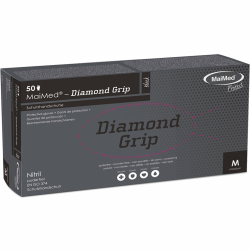 MaiMed® Diamond Grip Nitril Einmalhandschuhe, schwarz, puderfrei 1 Box = 50 Stück, Größe M (7 ...